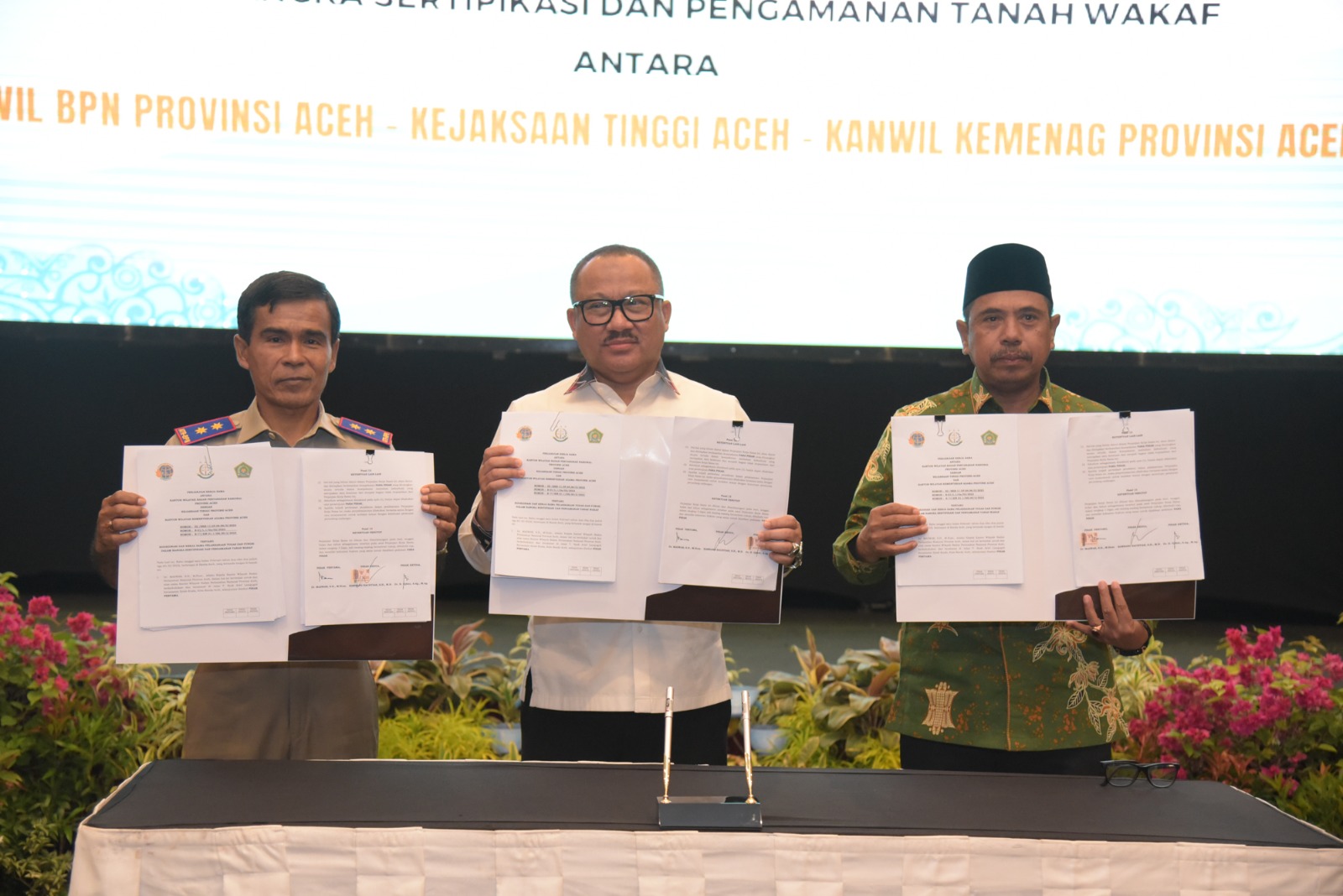 Soal Tanah Waqaf di Aceh, BPN, Kejati dan Kemenag Teken MoU